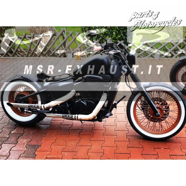 DOPPEL SCHALLDÄMPFER KOMPLETTANLAGE ABE MSR AUSPUFF MOTORRAD VINTAGE